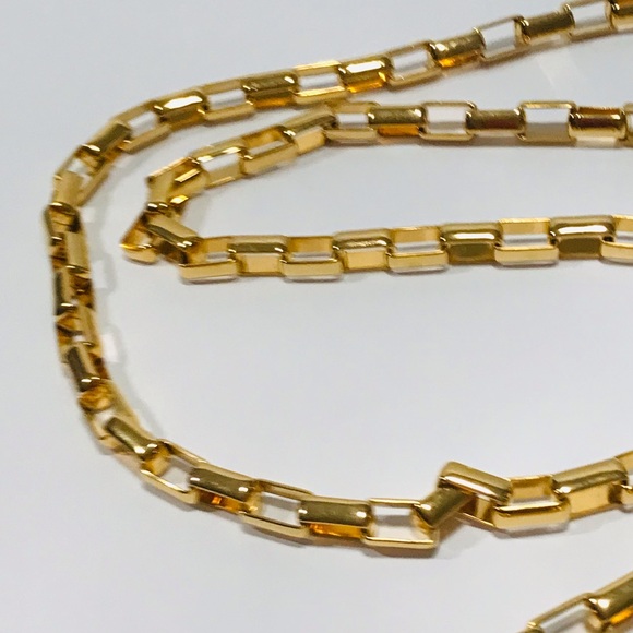 Joan Rivers | Jewelry | Vintage Joan Rivers Extra Long Gold Tone Rectangle Chain Link Amber Faux ...